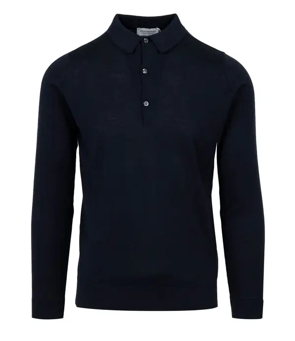John Smedley Sea Island Cotton Long Sleeve Polo Shirt