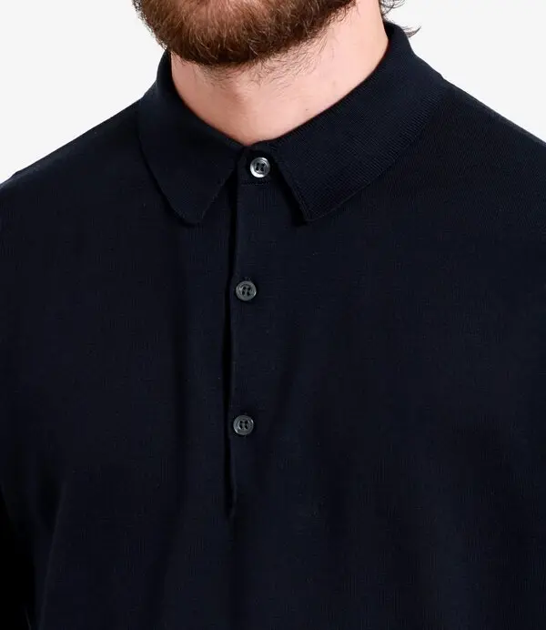 John Smedley Sea Island Cotton Long Sleeve Polo Shirt