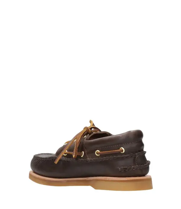 Timberland Premium Leather Flat Shoes With Hand-stitched Pattern - Moro