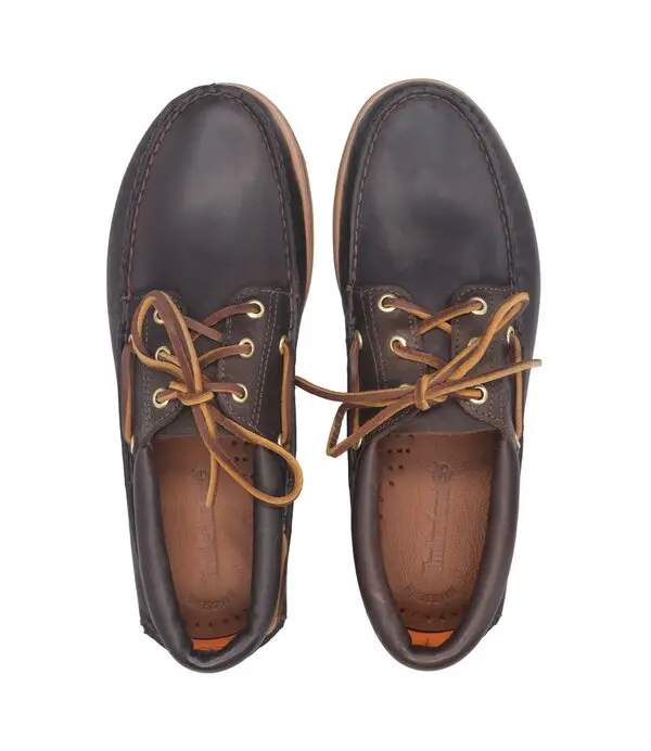 Timberland Premium Leather Flat Shoes With Hand-stitched Pattern - Moro