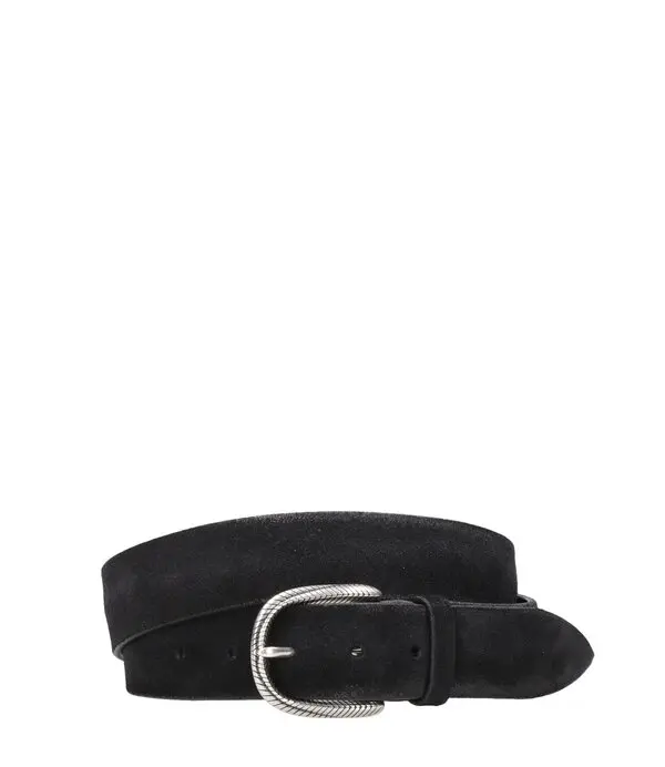 ORTIGNI Suede Belt With Silver Finish Buckle - Nero