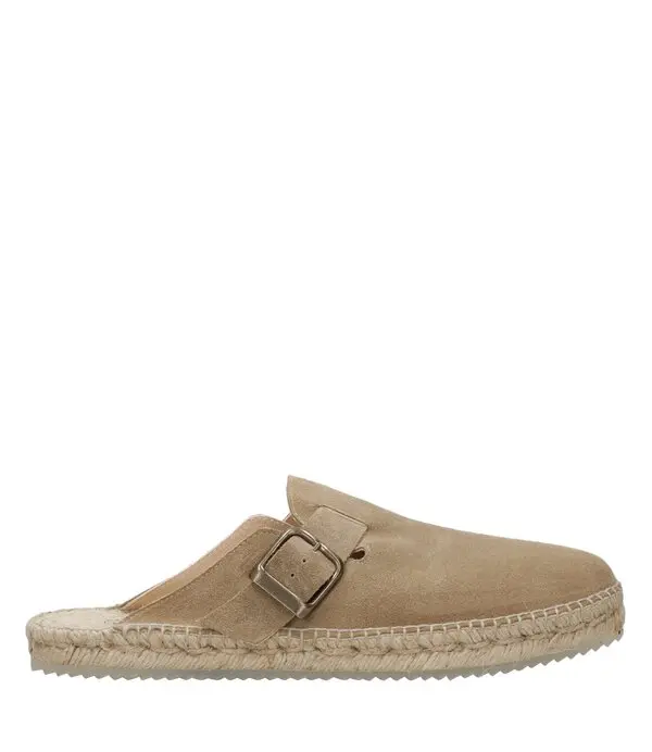 ESPADRILLES Suede Leather Mules With Adjustable Strap - Faggio