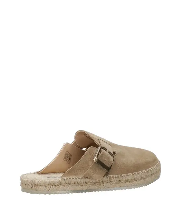 ESPADRILLES Suede Leather Mules With Adjustable Strap