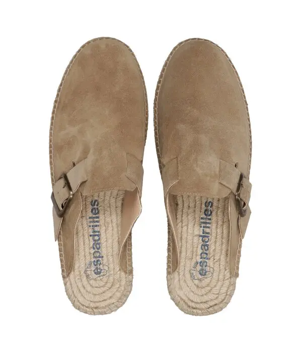 ESPADRILLES Suede Leather Mules With Adjustable Strap