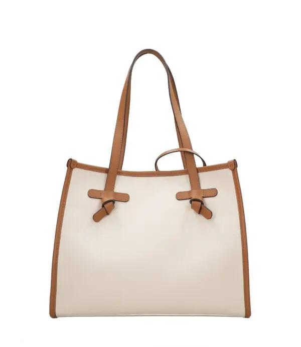 MARCELLA Gianni Chiarini Canvas And Leather Tote Bag - Panna+corda+caramello