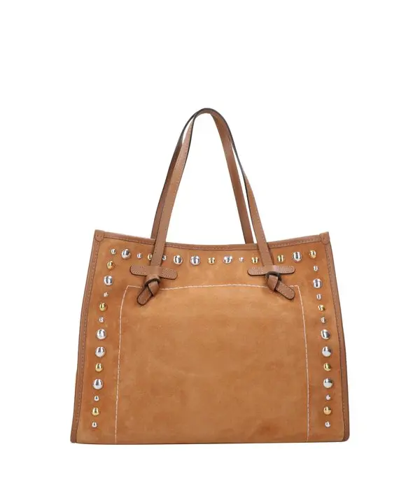 MARCELLA Studded Suede Tote Bag - Caramel