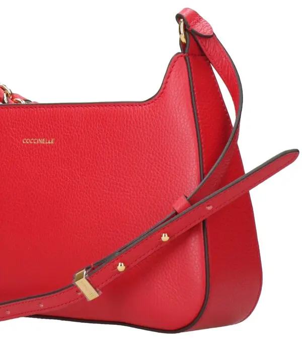 COCCINELLE Grained Leather Handbag With Chain And Pearl Shoulder Strap