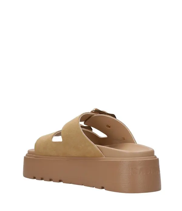 Casadei Suede Double Strap Platform Sandals - Toffee