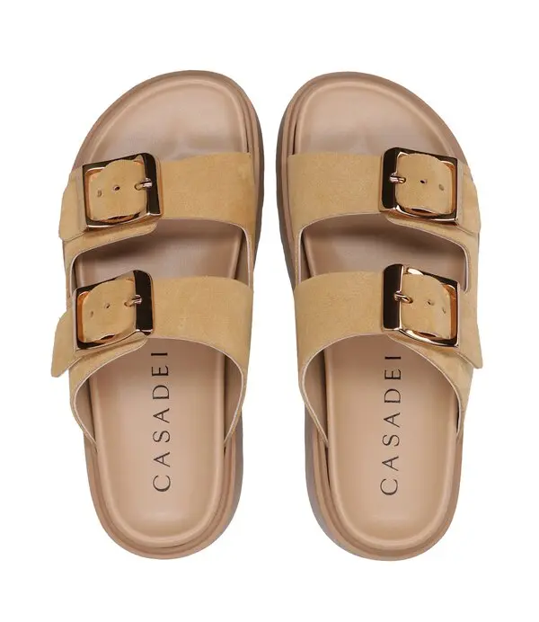 Casadei Suede Double Strap Platform Sandals - Toffee