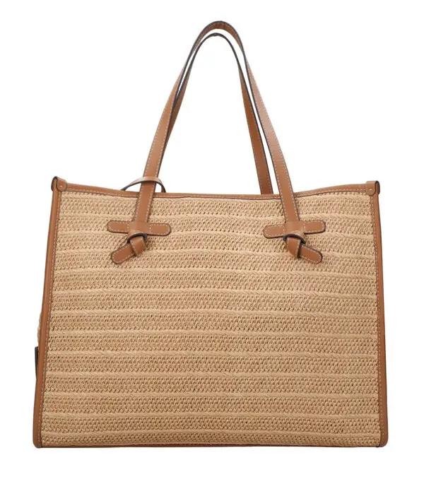 MARCELLA Woven Straw Tote Bag - Natural