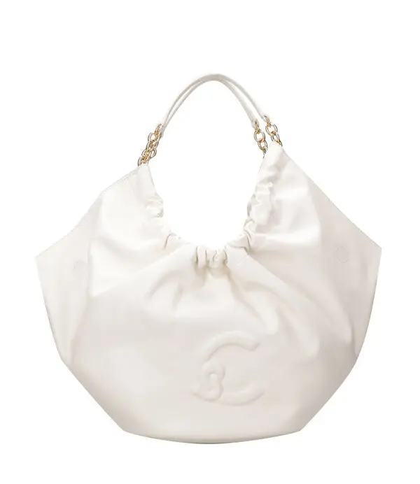 COCCINELLE Smooth Leather Gathered Motif Shoulder Bag With Chain Handles