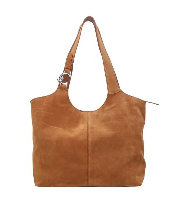 COCCINELLE Suede Leather Bag With C-me Metal Logo Detail - Cognac