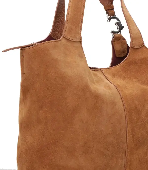 COCCINELLE Suede Leather Bag With C-me Metal Logo Detail - Cognac