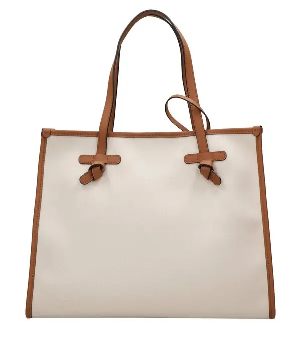 MARCELLA Tote Bag With Leather Accents - Panna+cuoio