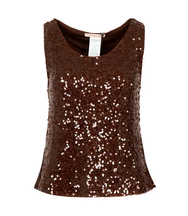 PENNY BLACK Sequin Embellished Round Neck Sleeveless Top