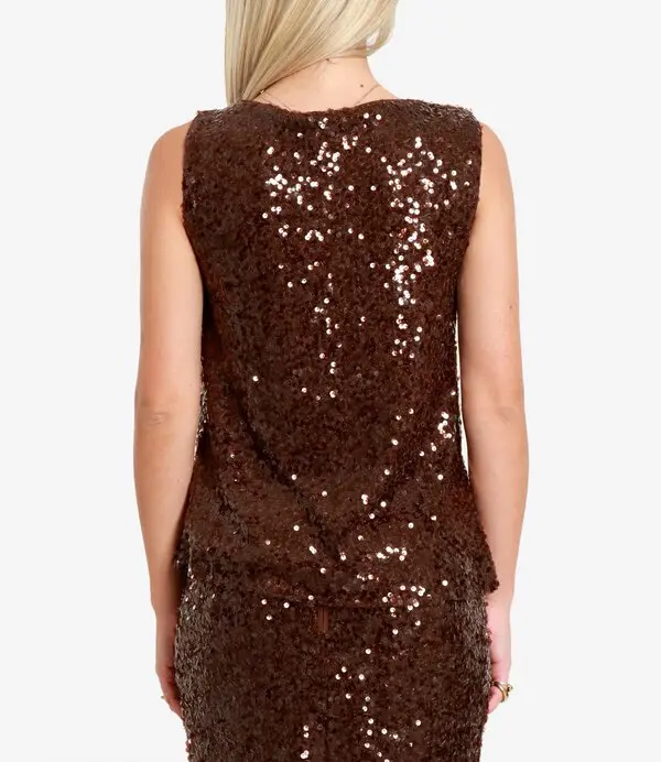 PENNY BLACK Sequin Embellished Round Neck Sleeveless Top