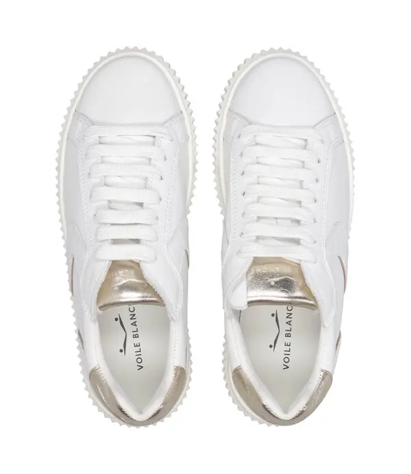 VOILE BLANCHE Leather Lace-up Sneakers With Metallic Heel Detail