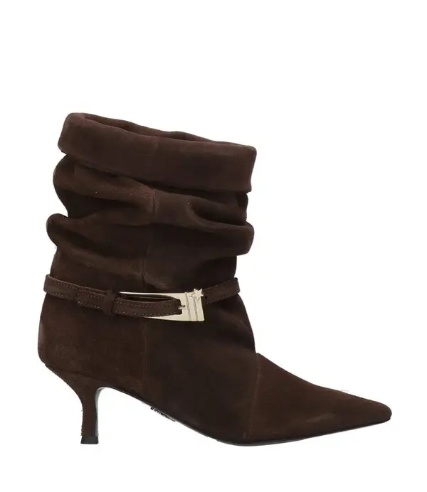 ANIYE BY Suede Leather Ankle Boots With Gold Buckle Detail