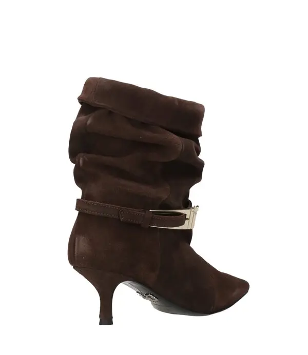 ANIYE BY Suede Leather Ankle Boots With Gold Buckle Detail
