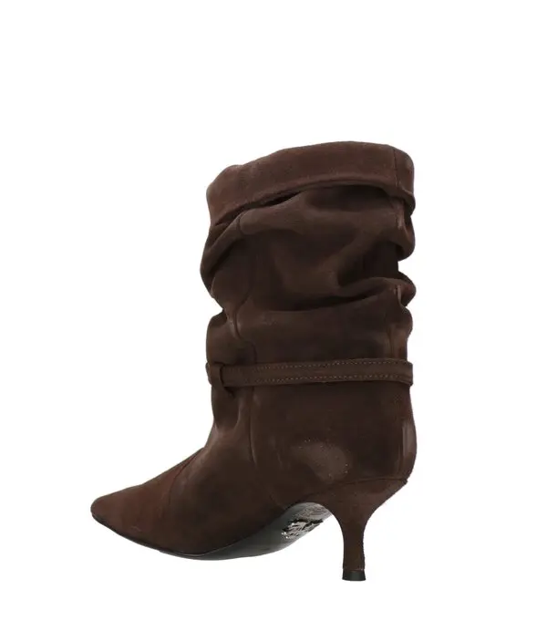 ANIYE BY Suede Leather Ankle Boots With Gold Buckle Detail