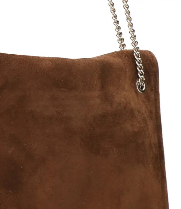 ORTIGNI Suede Fringed Shoulder Bag With Chain Strap