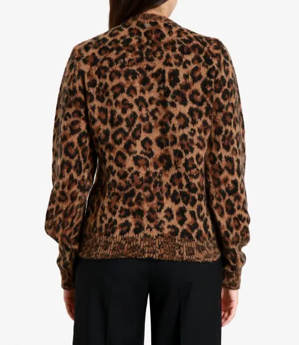 ANIYE BY Animal Print Wool Alpaca Blend Crew Neck Sweater - Spotted