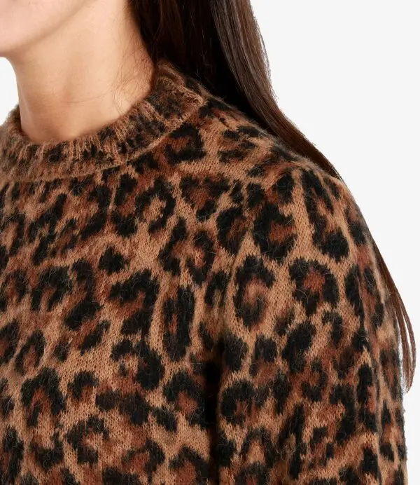 ANIYE BY Animal Print Wool Alpaca Blend Crew Neck Sweater - Spotted
