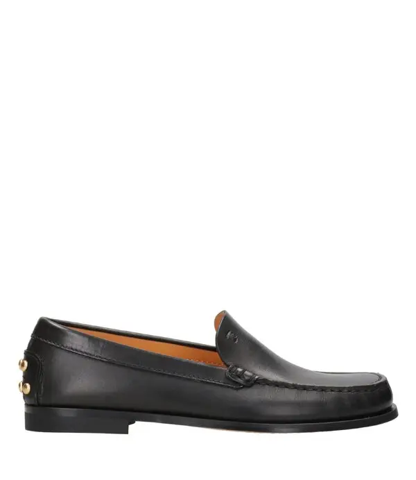 TOD'S Calfskin Leather Loafers With Embossed Monogram