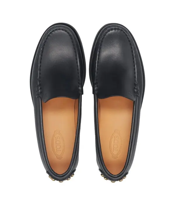 TOD'S Calfskin Leather Loafers With Embossed Monogram