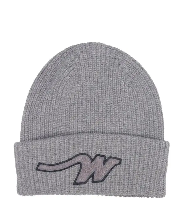 Max Mara Ribbed Wool Beanie With Applique - Medium Grey