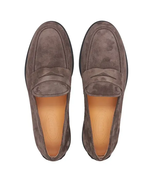 TOD'S Embossed Monogram Calfskin Leather Loafers