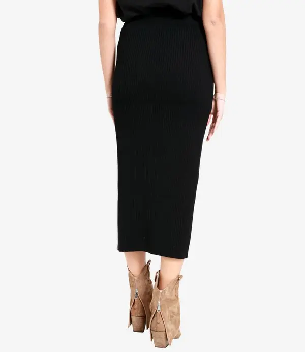 Max Mara Ribbed Knit Stretch Cotton Skirt