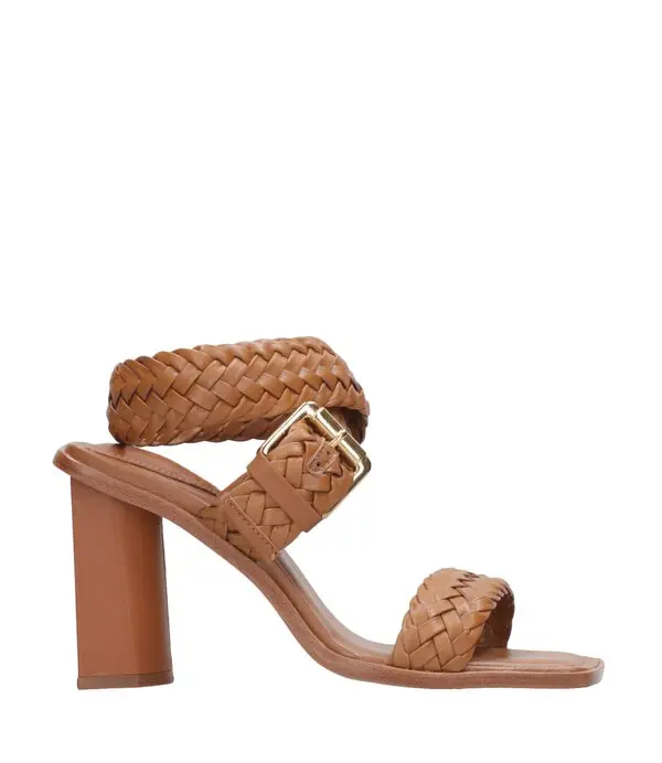Schutz Braided Leather Strappy Heeled Sandals