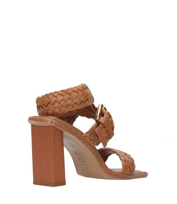 Schutz Braided Leather Strappy Heeled Sandals