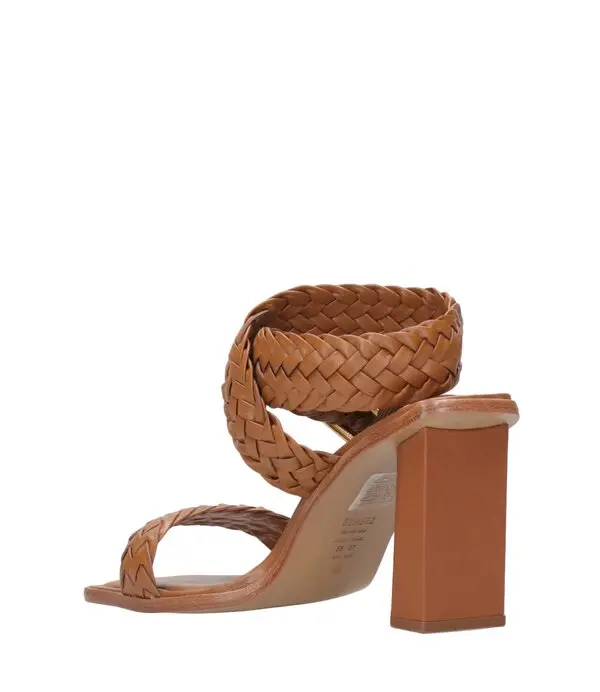 Schutz Braided Leather Strappy Heeled Sandals