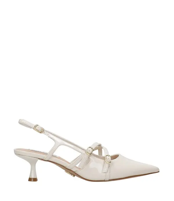 Steve Madden Patent Faux Leather Slingback Heels With Buckled Straps