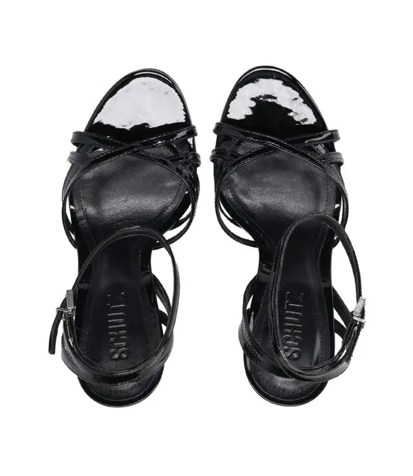 Schutz Black Leather Crisscross High Heel Sandals