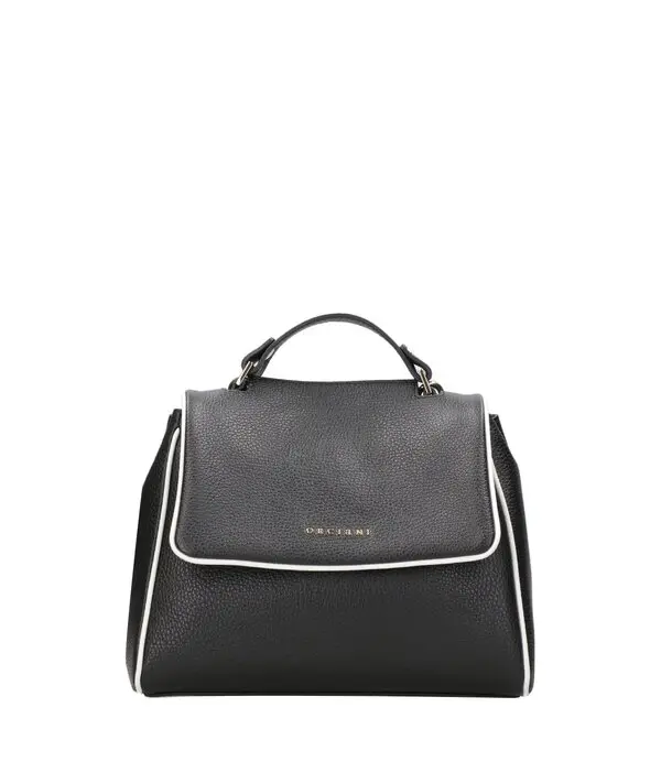 ORTIGNI Grained Leather Bag With Contrasting Piping - Nero