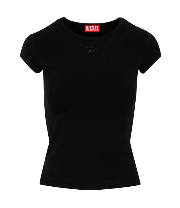 DIESEL® Organic Cotton Stretch Crewneck T-shirt With Embroidered Logo