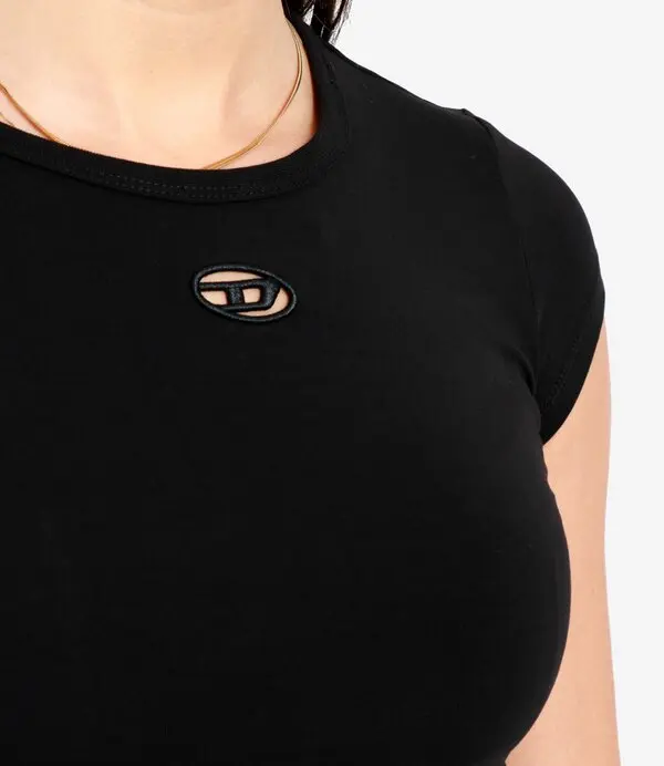 DIESEL® Organic Cotton Stretch Crewneck T-shirt With Embroidered Logo