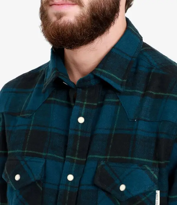 ROY ROGER'S Checked Cotton Shirt With Snap Button Closure - Cobalto+nero
