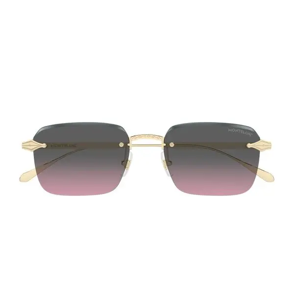 Montblanc Linea Nib Finish Metal Rimless Square Sunglasses - Gold