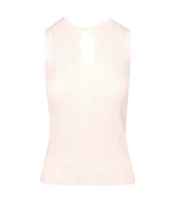 SIMONA CORSELLINI Ribbed Sleeveless Top With Keyhole Neckline And Open Back Detail - Ginger