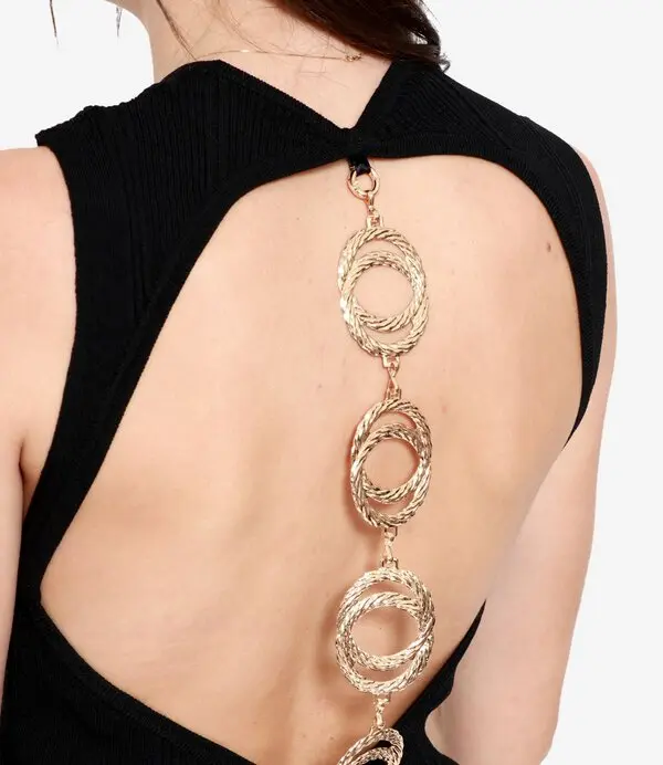 SIMONA CORSELLINI Sleeveless Ribbed Knit Top With Keyhole Neckline And Open Back Detail - Nero
