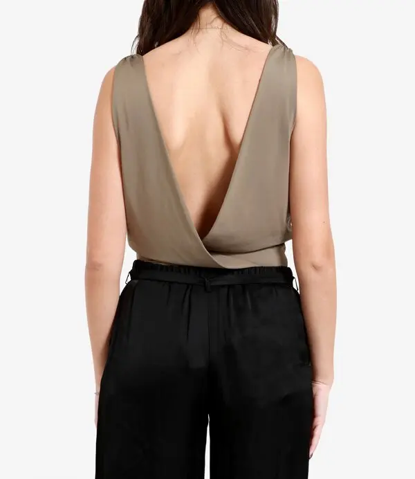 ANIYE BY Sleeveless Viscose Top With Draped Neckline - Fango