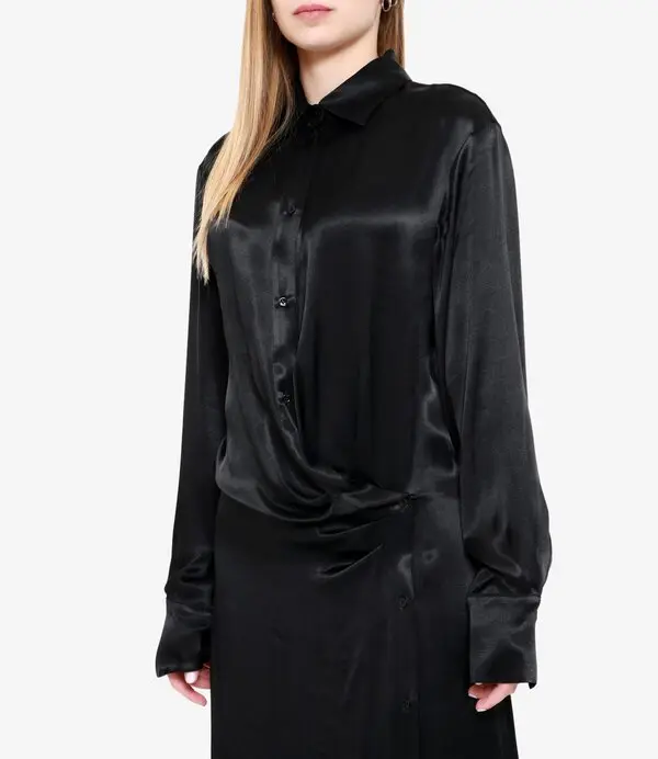ANIYE BY Satin Long Sleeve Shirt Dress