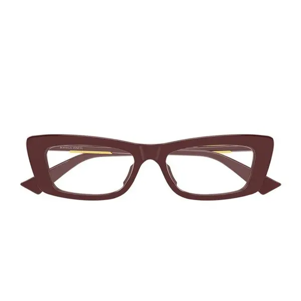 Bottega Veneta Rectangular Eyeglasses In Brick Red - Bordeaux