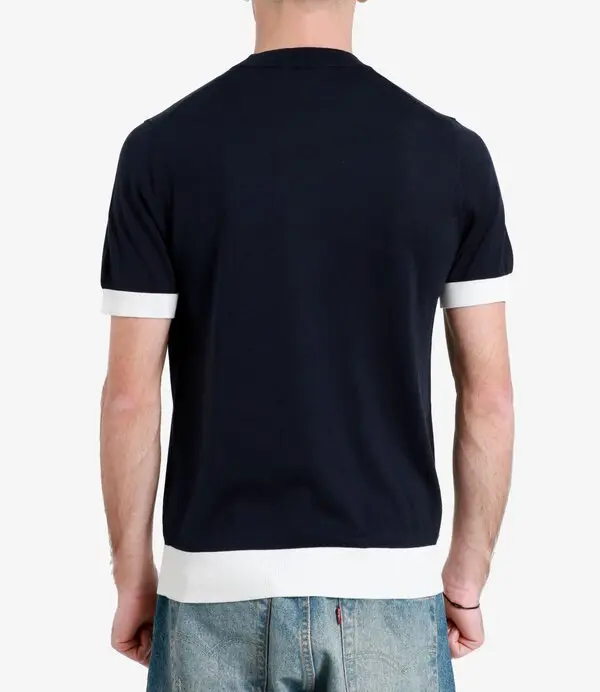 PAOLO PECORA Cotton Knit Crew Neck Half Sleeve Top