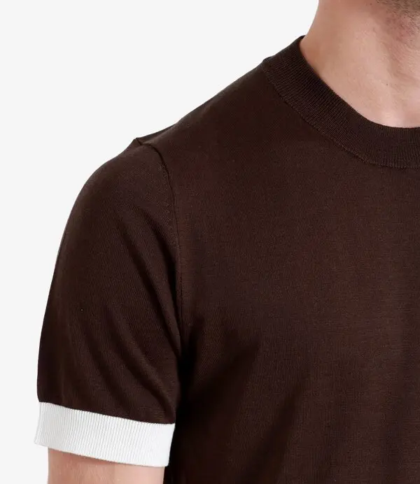 PAOLO PECORA Cotton Crew Neck Half Sleeve Sweater