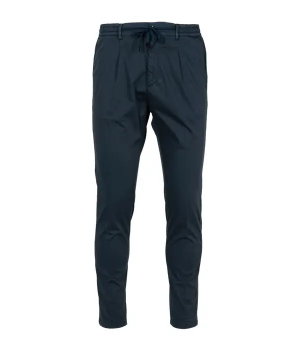 CRUNA Cotton Trousers With Elasticized Waist And Drawstring - Blue